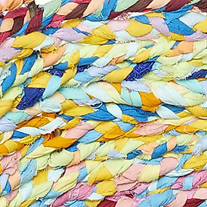 CosmoLiving by Cosmopolitan Cotton Round Storage Basket with Handles, 23" x 18" x 18", Multi Colored