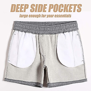 maamgic Mens Athletic Gym Shorts 5.5" Elastic Waist Casual Pajama Pocket Jogger Men Workout Short Pants Light Grey Shorts Medium