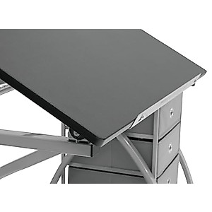 SD STUDIO DESIGNS 2 Piece Comet Craft Table | Angle Adjustable Top and Stool | Silver/Black