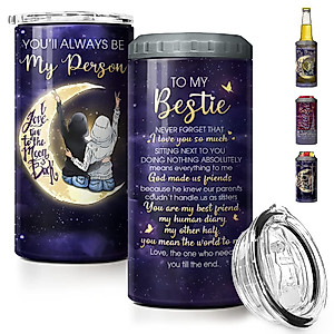 SANDJEST Best Friend Tumbler Bestie 4 in 1 16oz Tumbler Can Cooler Coozie Skinny Stainless Steel Tumbler Gift for Women Girl Best Friends Besties Soul Sisters Christmas Birthday