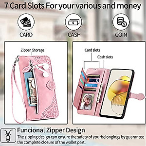 HUANGTAOLI PU Leather Handbag Cover Case for Oppo Reno4 Z 5G, Magnet Closure Zipper Wallet Case for Oppo Reno4 Z 5G Pink