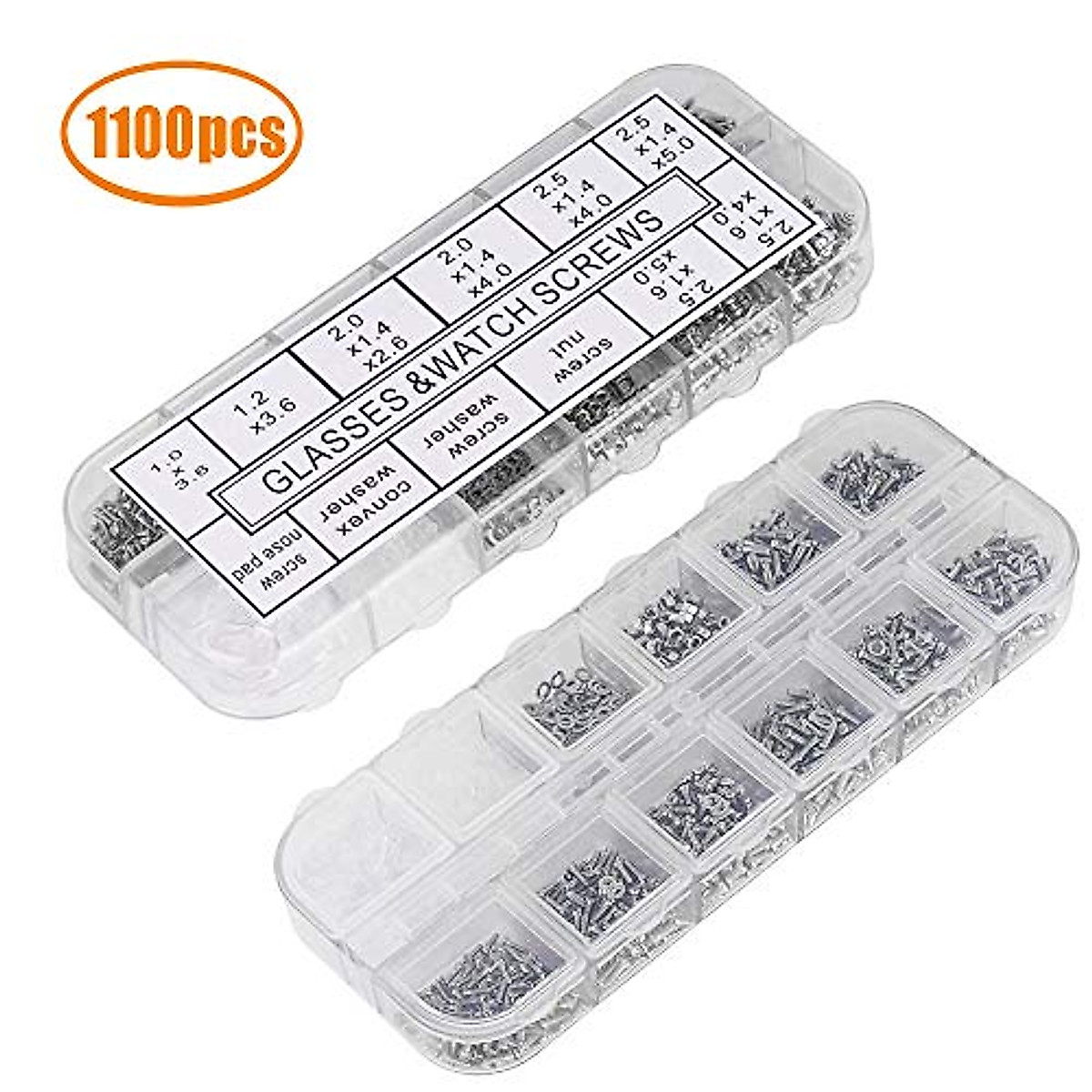 Eyeglasses Repair Kit, 1100PCS Eyeglass Screws and 6 Pcs Precision Screwdriver Set and Tweezers for Glasses, Sunglass, Jewelry, Spectacles and Watche
