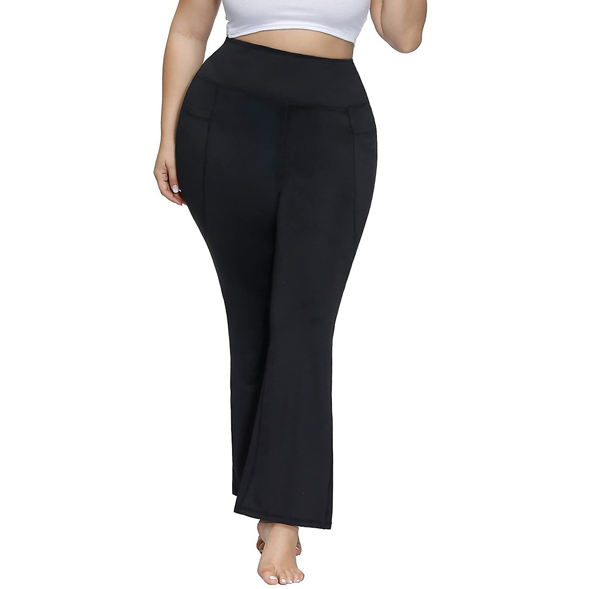 Hanna Nikole Workout Pants with Pockets High Waist Yoga Pants for Women Plus Size 24W Black