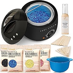 Wax Warmer, PURECLEAN Hair Removal Home Waxing Kit, Hard Wax Kit with 4 Formula Wax Beads for Body Women Men at Home Waxing
