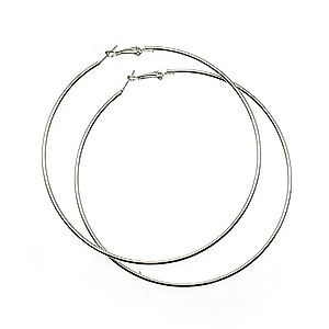 Hypoallergenic Extra Large Basketball Hoop Earrings for Women Men - Big Thin Hoop Earrings (Silver, 100)