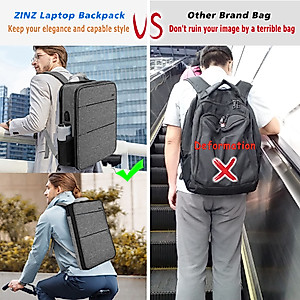 ZINZ Slim & Expandable Laptop Backpack 15 15.6 16 Inch Sleeve with USB Port, Spill-Resistant Notebooks Bag Case for Most 14-16 Inch MacBooks Surface-Books Dell HP Lenovo Asus Computers,G01BK02