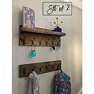 Coat Rack with Shelf Wall Mounted with Storage (Choose your Length) Towel Rack Entryway Organizer Key Hooks (48"L (11 hooks))