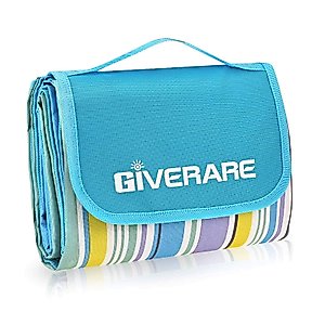 GIVERARE Picnic Beach Blanket, XL Sandfree Waterproof Outdoor Camping Blanket, Quick Drying Oxford Family Mat, Portable Extra Large Picnic Mat for Travel, Hiking, Music Festival, Lawn
