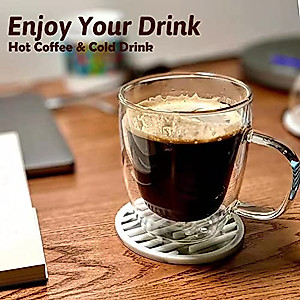 Coasters for Drinks, Silicone Coasters Set of 6, Amoowis Drink Coasters for Coffee Table with Holder, Thickened Coaster for Wooden Table, Cup, Desk, Bar, Office, Anti-Slip, Non-Stick, Easy to Clean