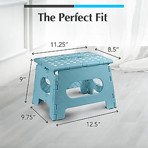 Handy Laundry Folding Lightweight Step Stool is Sturdy Enough to Support Adults and Safe Enough for Kids. Opens Easy with One Flip. Great for Kitchen, Bathroom or Bedroom. (Teal)