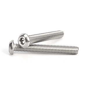 M2.5-0.45 x 25mm Button Head Socket Cap Screws, Stainless Steel 304, Full Thread, Allen Socket Drive, Heavy Duty Machine Hexagon Screw Drive 100 PCS