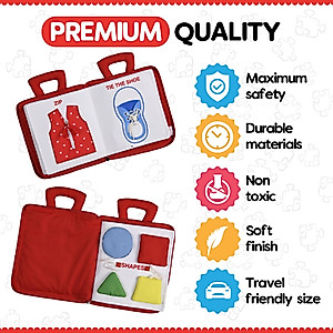 Jurns Quiet Book for Toddlers 1-3 Years Old - Montessori Travel Toys for Kids - Soft Cloth Children Book - Quiet Toys for Boys and Girls - Sensory Toddler Activities Book - Kid’s Gift Idea