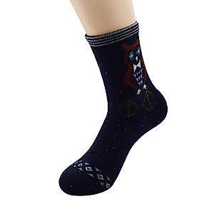 American Trends Women's Winter Thick Warm Athletic Crew Socks Cute Animal Vintage Style Wool Knitting Sock 3 Pack Owl