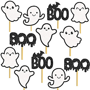Ghost Centerpiece Sticks Halloween Ghost Party Table Decorations 12Pcs White Ghost Table Toppers Halloween Birthday Centerpieces for Halloween Little Boo Baby Shower Supplies