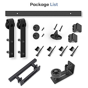EaseLife 5.5 FT Sliding Barn Door Track and Handle Hardware Kit,Heavy Duty,Basic J Pulley,Slide Smoothly Quietly,Easy Install (5.5FT Track Kit for 30"~33" Wide Single Door)