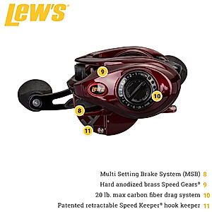 Lew's KVD 8.3:1 Right Hand Baitcast Reel, Maroon, One Size, (KVD1XH)