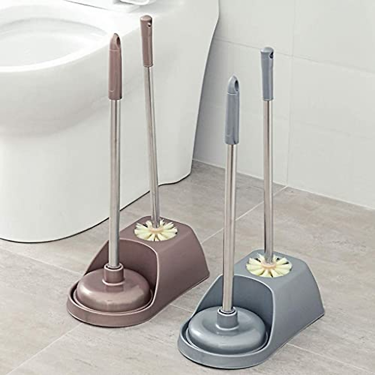 Toilet Bowl Brush Floor Standing Toilet Cleaner Brush Home Bathroom Manual Cleaning Tool Toilet Brush and Plunger Combo Set
