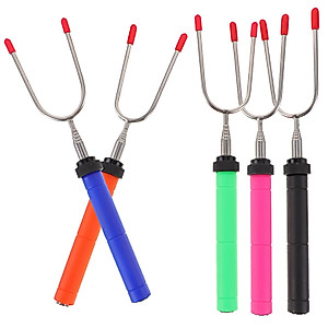 10 Pcs Telescopic Barbecue Fork Barbecue Forks Meat Skewers Barbecue Tool Outdoor Bbq Tool Home Roasting Fork Barbecue Supplies Grill Skewers Camping Accessories Cooking Metal Fork