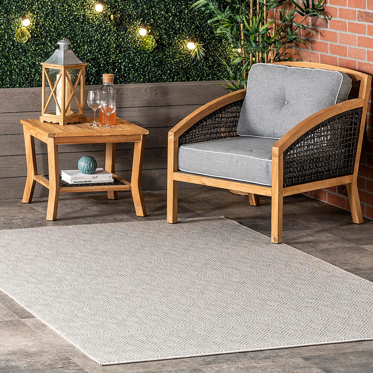 nuLOOM 7' x 9' Outdoor Performance Area Rug, Stain Resistant, Weather Resistant, High Traffic, Patio, Balcony, Outside, Paloma Grey