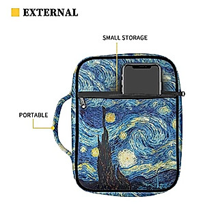 YEXIATODO Van Gogh Starry Night Bible Covers for Women Kids Students Bible Crossbody Shoulder Backpack with Handle Zippered Pockets Bible Case with Removable Pen Slots Phone Notebook