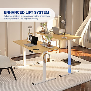 FLEXISPOT Quick Install Standing Desk EC9 Electric Height Adjustable Desk for Home Office 48 x 24 Inches Sit Stand Desk Whole-Piece Desk Board VICI(White Frame + 48" White Top)