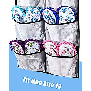 4 Pack Hanging Shoe Organizer over The Door Organizer Shoe Rack Door Hanging Storage, 18 Mesh Pockets with 16 Hooks for Entryway Dorm Bedroom Pantry Wall Closet, Black, White