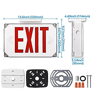 LEONLITE LED Exit Sign, Wet Location Exit Sign with Battery Backup, UL Listed, Outdoor Hardwired Exit Light with Double Sided, AC 120/277V, Weatherproof Emergency Exit Sign, Red