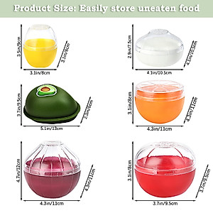 HMIEPRS 6 PCS Fruit and Vegetable Storage Containers, Reusable Storage Keeper, Lemon Orange Avocado Onion Garlic Tomato Shaped Saver Holder for Fridge, Refrigerator Crisper for Fruit and Vegetable