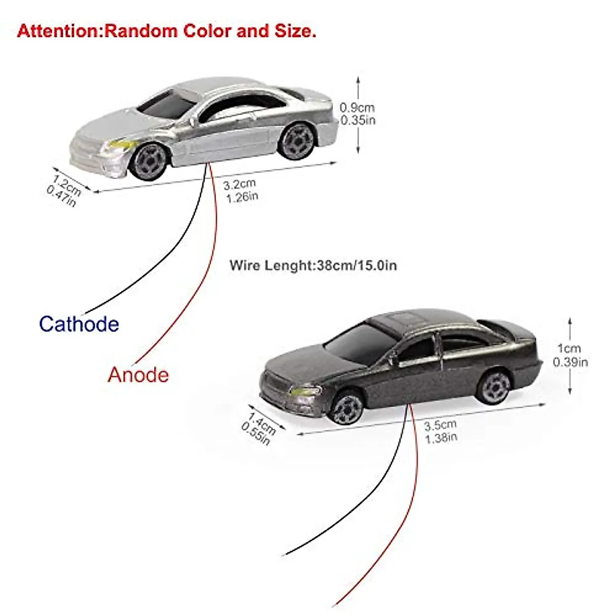 EC150 12pcs 1:150 N Scale Model Lighted Cars (Color Random) with 12V LEDs for Building Layout New