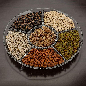 Modern Fruit basket with lid, Decoration Crystal glass Household dried fruit tray, Snack Salad tray, Candy box, Dried fruit Plate Display Stand -32 * 14 * 4cm