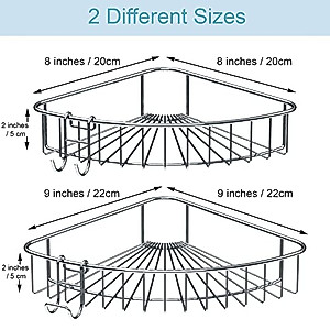 STARICH Shower Shelf for inside Shower, Shower Shelf Corner, Shower Corner Caddy, Adhesive Shower Caddy, Shower Wall Caddy, Stainless Steel Shower Caddy Suction No Drill Bathroom Storage 2 Pack Silver
