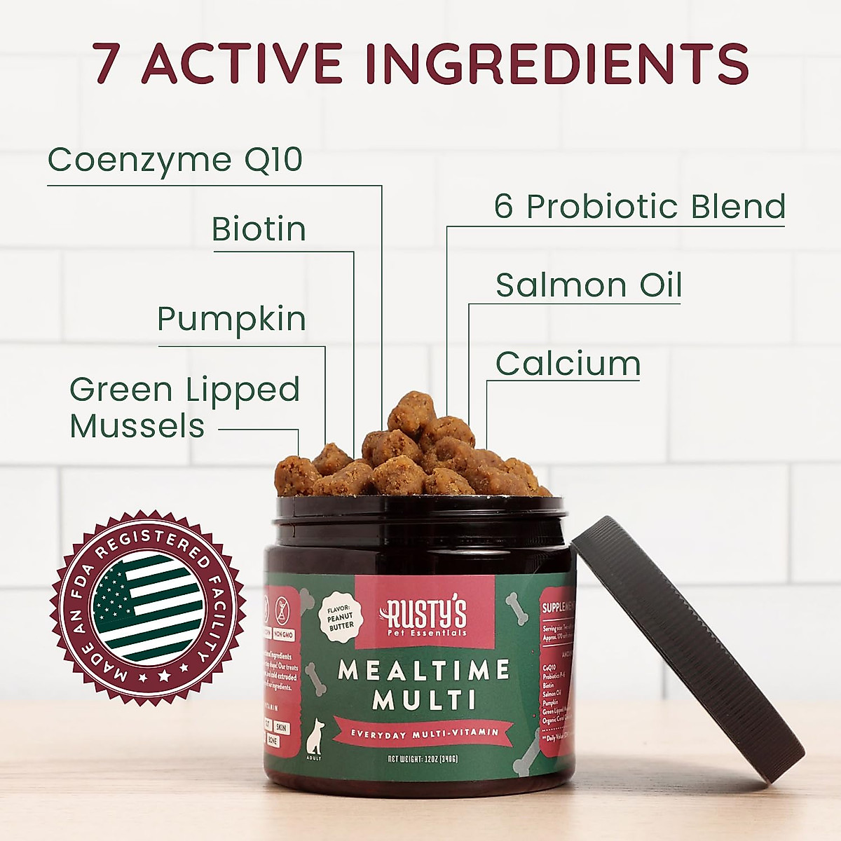 Premium Dog Multivitamin Supplement (170 Chews) - Mealtime Multi - with CoQ10 - Probiotics - Pumpkin - Immune Support - Promotes Better Joint Mobility - Healthy Skin & Coat - Made in The USA