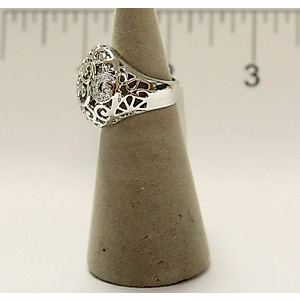 RS Covenant Women's Rhodium Plated Dress Ring Vintage Style Filigree 109 (10)