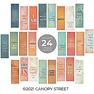 Motivational Bookmarks / 2" x 6" Paper Bookmark Assortment/Bulk Set of 24 Uplifting Quotemarks