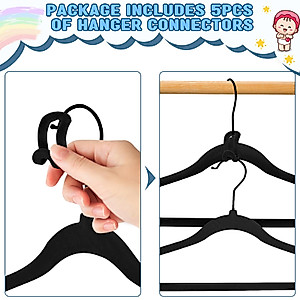 UniqNest Kids Velvet Hangers 20 Pack, 11.8" Non-Slip Felt Hangers with Black Hook, Space Saving Clothes Hangers Flocked Hangers for Coats, Sweaters, Jackets, Pants & Dress Clothes (Black)