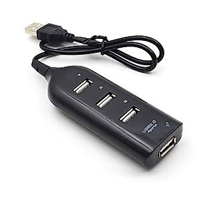 Lysee USB Cables - 4-Port Splitter Hub Adapter Mini USB 2.0 Hi-Speed Adapter for PC Computer - (Color: Black)