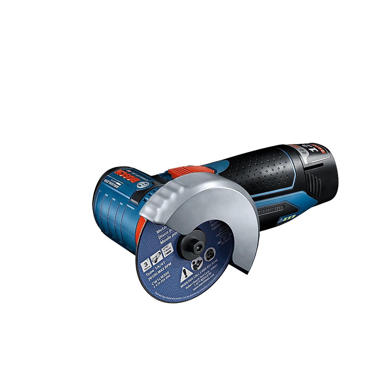 BOSCH GWS12V-30N 12V Max Brushless 3 In. Angle Grinder (Bare Tool), Blue