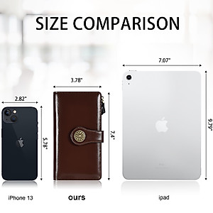 Travelambo Wallets Women RFID Large Capacity Luxury Waxed Leather Clutch Wallet Multi Card Organizer