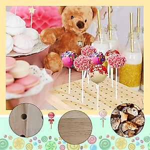 Cake Pop Stand 3 Pack Wooden Cakepops Stand Display Holder 56 Holes Wood Lollipop Holder Stand Decorative Candy, for Party, Birthday, Weddings, Anniversaries, Baby Showers, Fit 4mm Lollipop Sticks