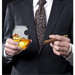 Bezrat Whiskey Cigar Glasses - Set of 2 - Old Fashioned Whiskey Tumbler With Side Mounted Holder Cigar Rest - Father's Day Gift - Dad, Husband, Grandpa, Brother