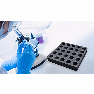 Polar Whale Vial Rack Black Foam Storage Rack Holder Organizer Stand Transport Holds 25 Vials Fits up to 24mm Diameter