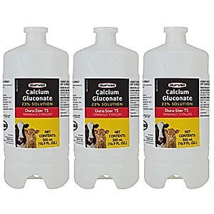 Durvet 3 Pack of Calcium Gluconate 23% Solution, 16.9 Ounces Each, Treats Milk Fever (Parturient Paresis) in Cattle