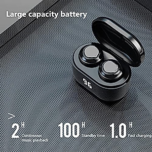 Lopeceal Wireless Earbuds Bluetooth Earbuds Headphones 5.0 Sports Headsets in-Ear Stereo with Digital LED Power Charge Box Noise Cancelling for Workout Home Office Running Black