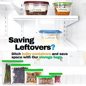 15 PacK Bpa Free Freezer Bags In 4 Sizes With Freezer Labels BPA Free Reuseable Plastic Bags, Reusable Gallon Freezer Bags, Silicone Sandwich Bags Reusable, 5 x 6 Reusable Snack Bags for Kids