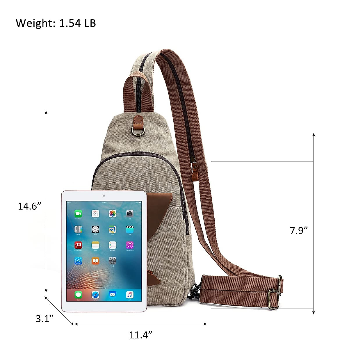 KL928 Canvas Sling Bag Crossbody Backpack Shoulder Casual Rucksack for Men Women