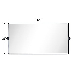 TEHOME 58 x 28'' Pivot Full Length Bathroom Vanity Mirror Black Metal Framed Full Body Tilting Beveled Vanity Mirrors Wall Mounted Floor Pivoting Mirror for Bathroom, Living Room