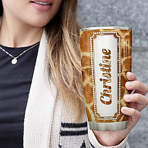 Wassmin Giraffe Tumbler Personalized Giraffes Tumblers Jewelry Drawing Style Stainless Steel Insulated 20oz 30oz Travel Cup Birthday Christmas Gifts For for Animal Lovers Women Girls