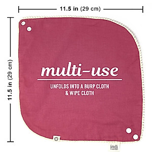 Kishu Baby Indi - GOTS Organic Pom Pom Bibs for Girls - Set of 5 Super Soft Muslin Baby Drool Bibs with Snaps (Partita)