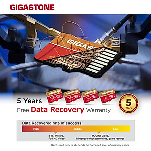 [5-Yrs Free Data Recovery] GIGASTONE 512GB Micro SD Card, 4K Camera Pro MAX, A2 V30 MicroSDXC Memory Card for Gopro, Action Cams, 4K UHD Video, Up to 160/100 MB/s, UHS-I U3 C10 with Adapter