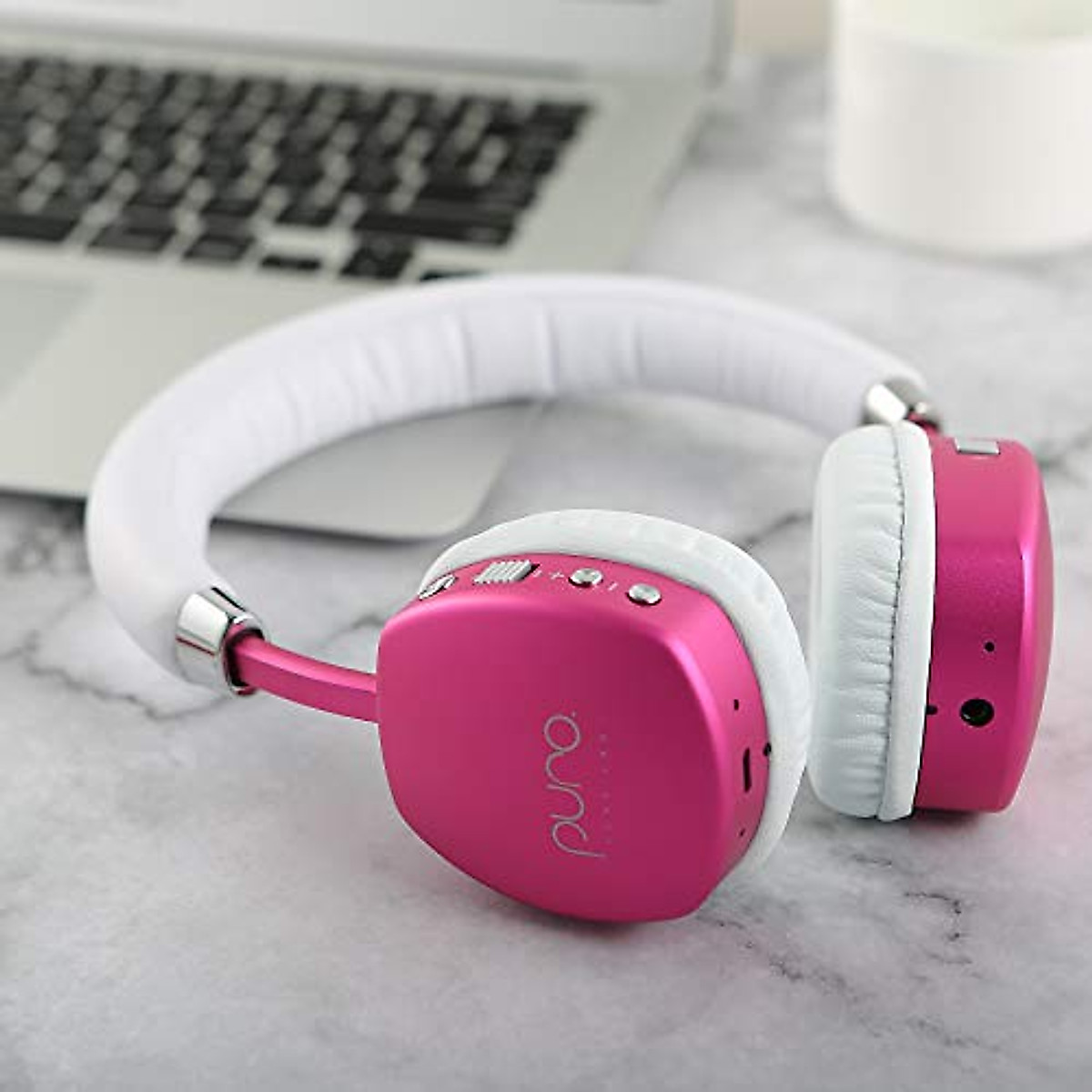 Puro Sound Labs PuroQuiets Volume Limited On-Ear Active Noise Cancelling Bluetooth Headphones – Lightweight Headphones for Kids with Built-in Microphone – Safer Sound Studio-Grade Quality (Hot Pink)